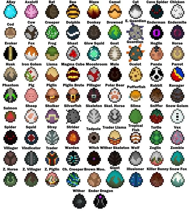 すべてのスポーンエッグに独自のテクスチャを与えました – Playing Games