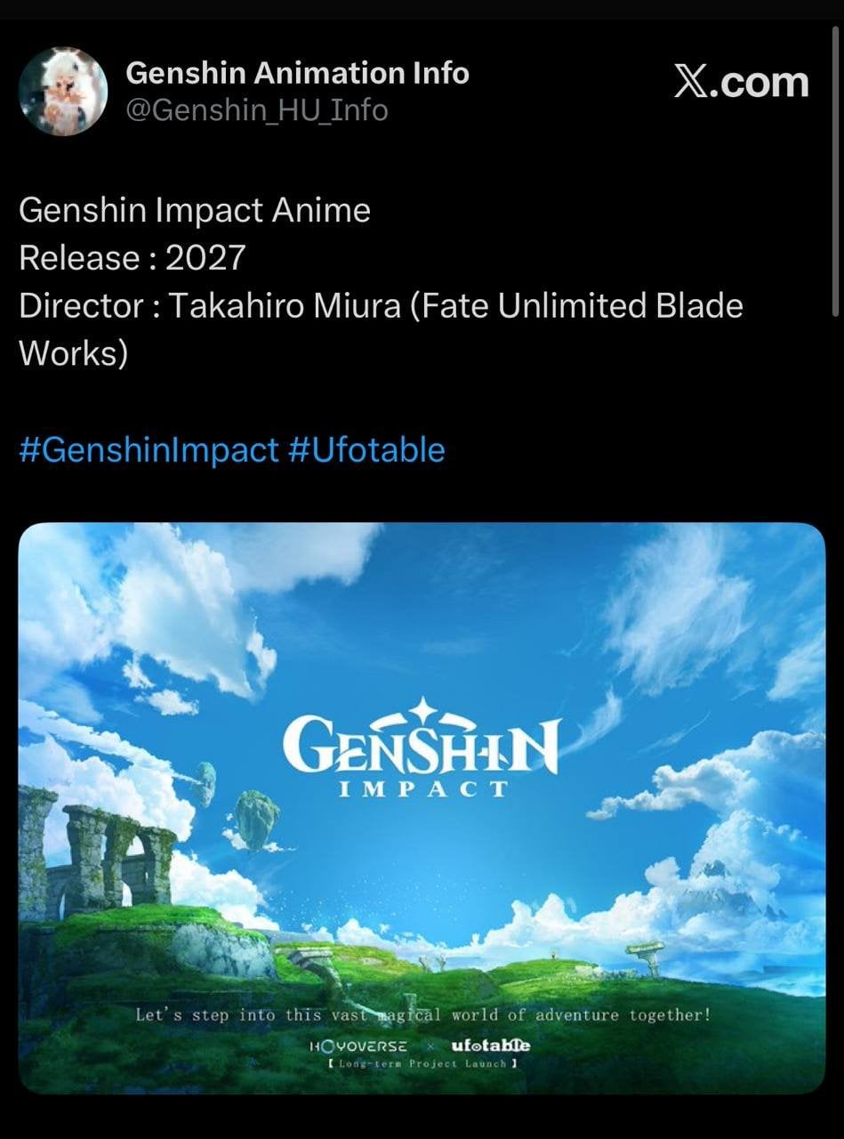 Genshin Impact Animeリリース日とGenshin Animation Infoを介してディレクター - Playing Games